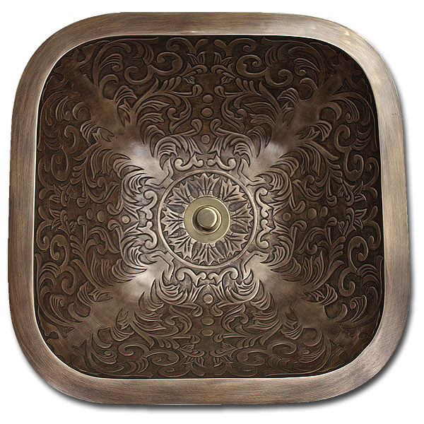 Linkasink Bathroom Sinks - Bronze - B021 Square Brocade 14 - 6 Finishes ...